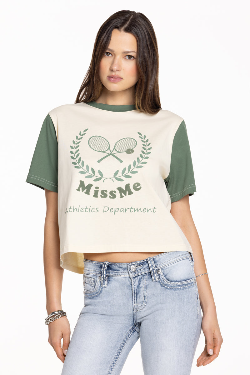 Drew Graphic Tee | Only $48.00 | Olive Green | Miss Me