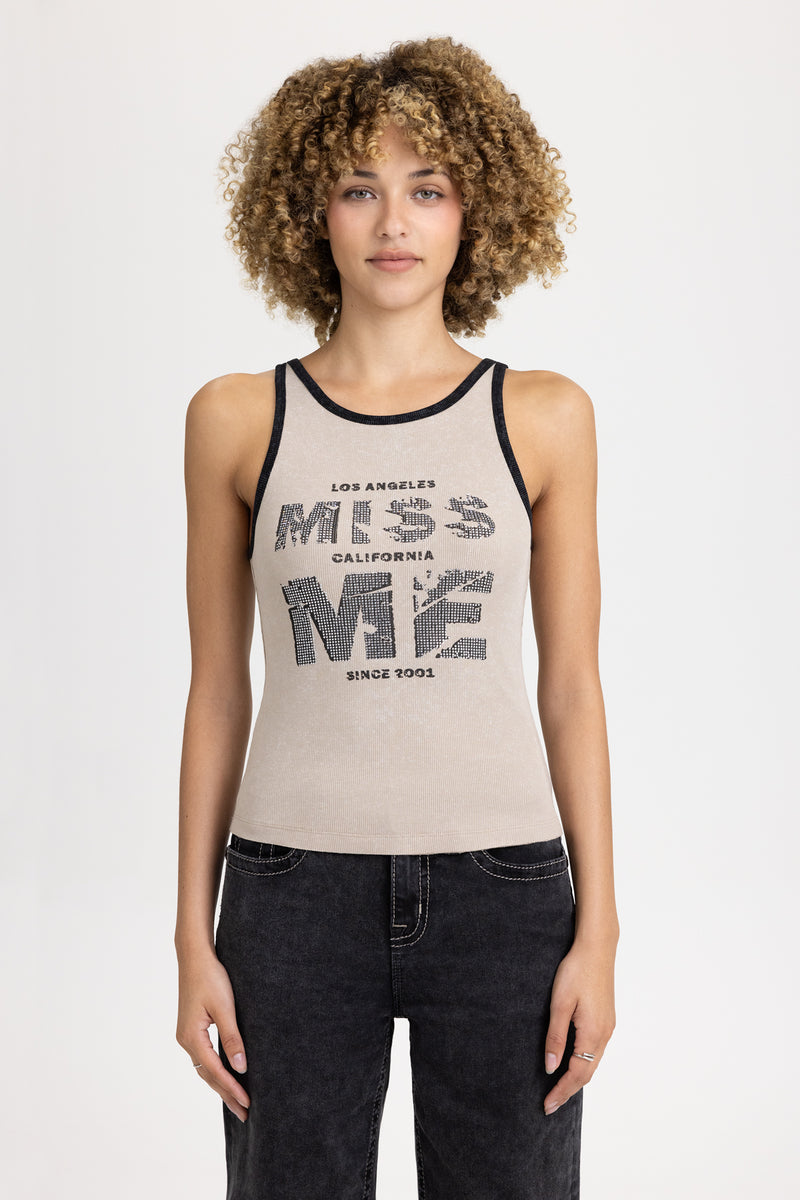 Sasha Graphic Tank | Only $33.60 | Dove Beige | Miss Me
