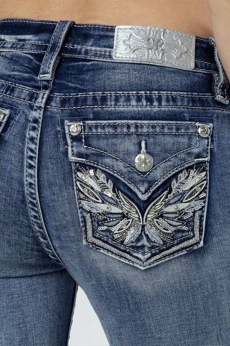 Pop Wing Bootcut Jeans | Only $119.00 | Medium Wash | Miss Me