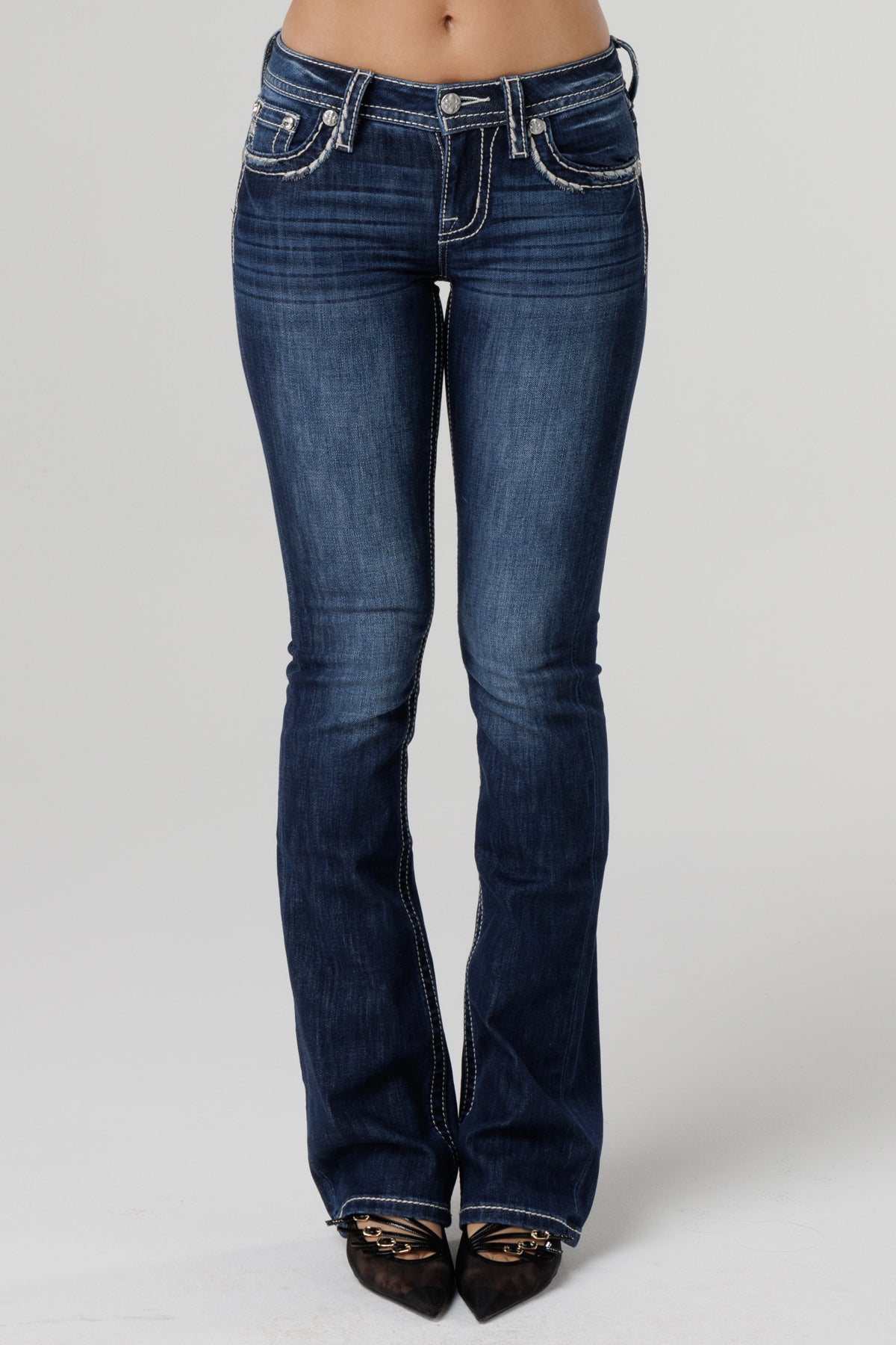 Classic Saddle Stitch Bootcut Jeans | Only $109.00 | Dark Wash | Miss Me