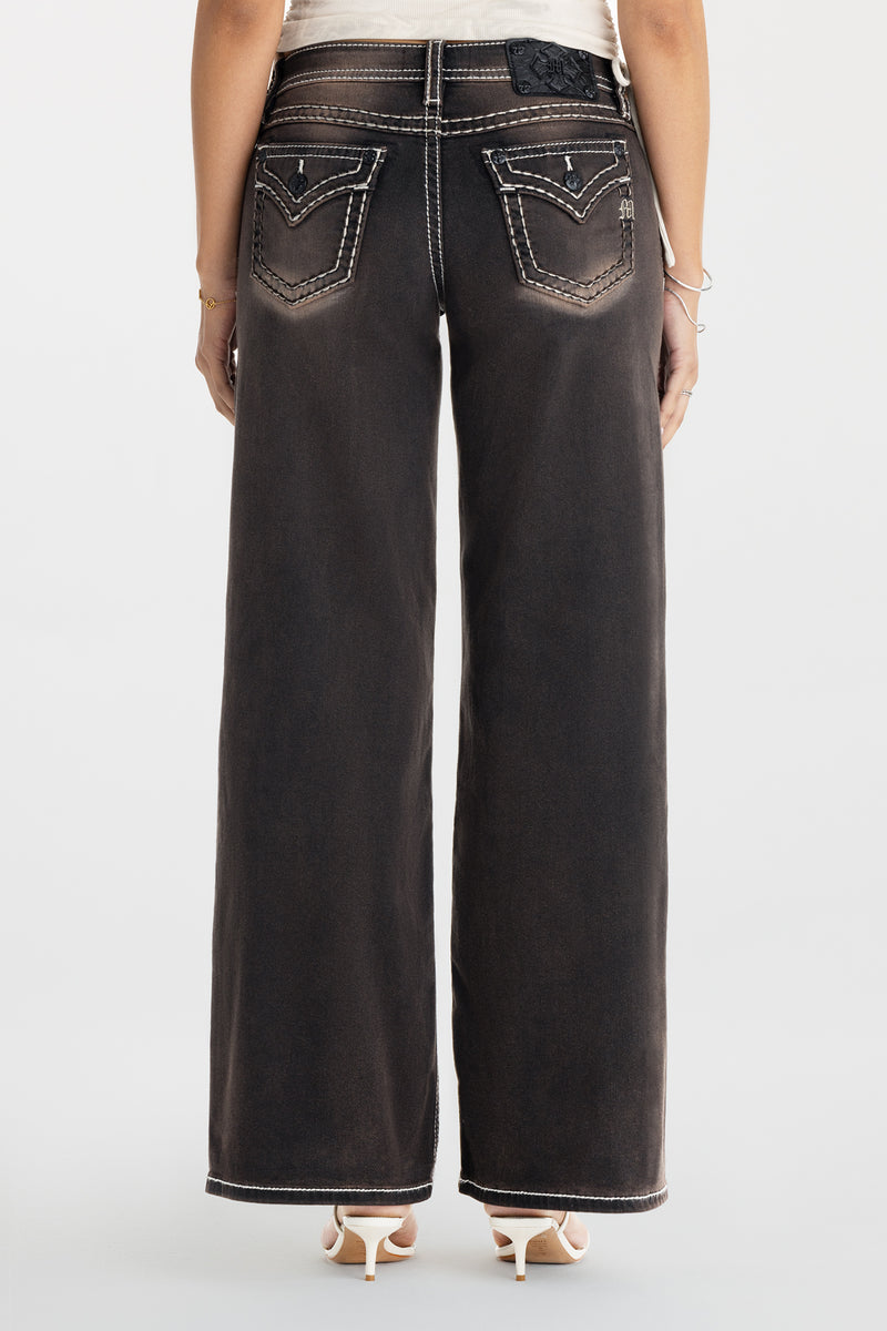 Sevryn Stitched Wide Leg Jeans | Only $76.30 | Rustic Brown | Miss Me