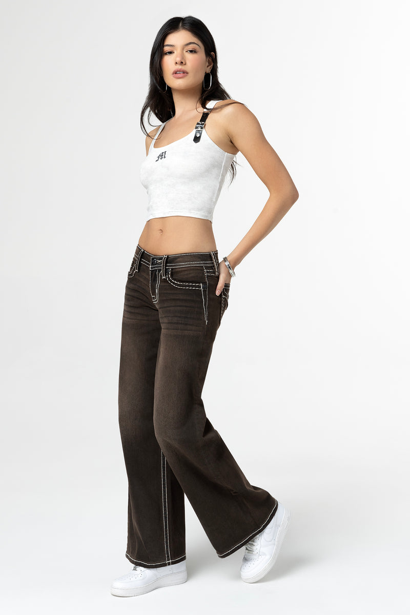 Sevryn Wide Jeans | Only $109.00 | Rustic Brown | Miss Me