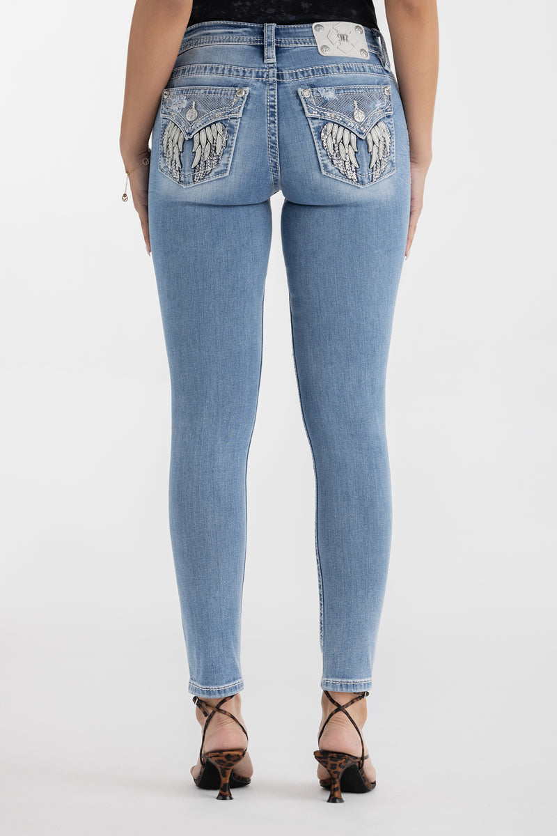 Athena Wing Skinny Jeans | Only $119.00 | Light Wash | Miss Me