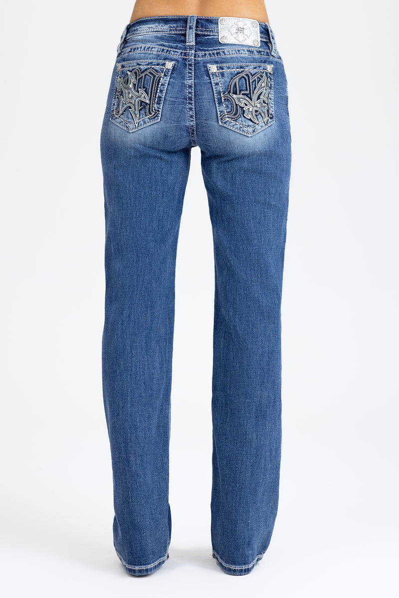 Maxine Logo Slim Wide | Only $124.00 | Medium Wash | Miss Me